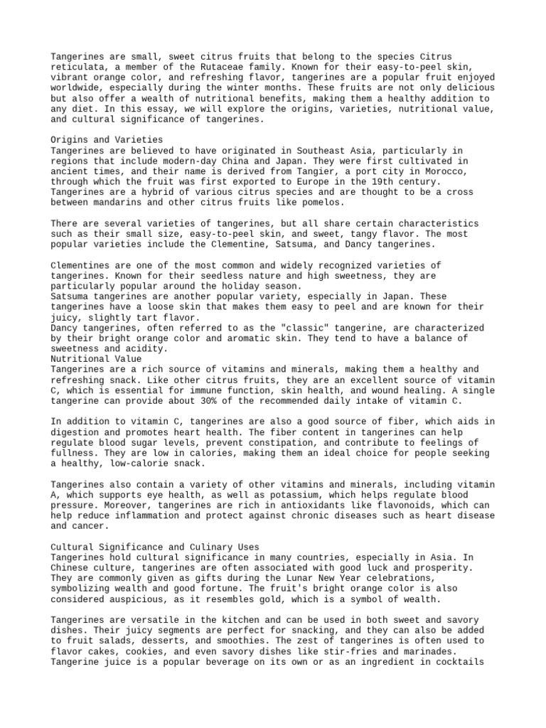 Tangerine Study | PDF | Edible Fruits | Citrus