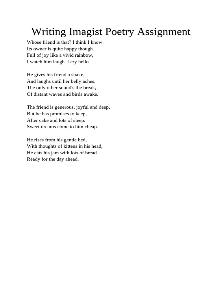 Imagist Poetry Writing Assignment | PDF