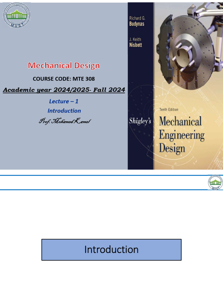 Mechanical Design Lecture 1 Introduction | PDF