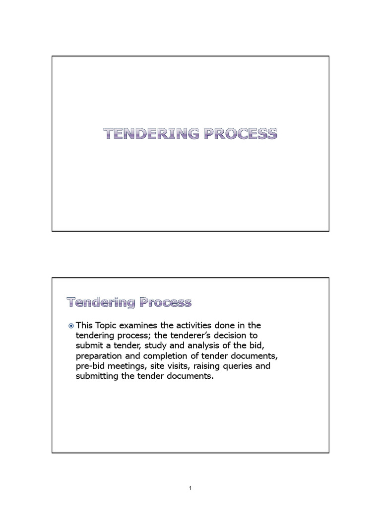 Topic 04 - The Tendering Process | PDF | Specification (Technical ...