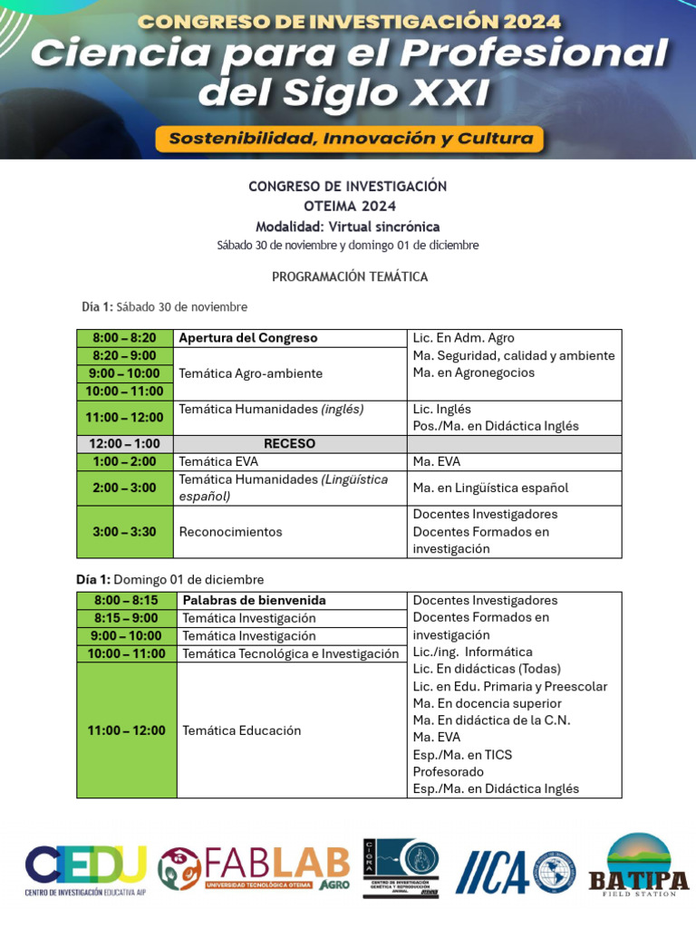 Congreso OTEIMA 2024: Investigación y Educación | PDF