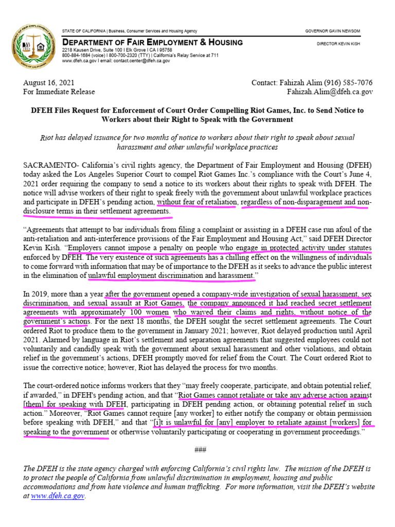 DFEH Files Request Speak Out | PDF | Justice | Crime & Violence