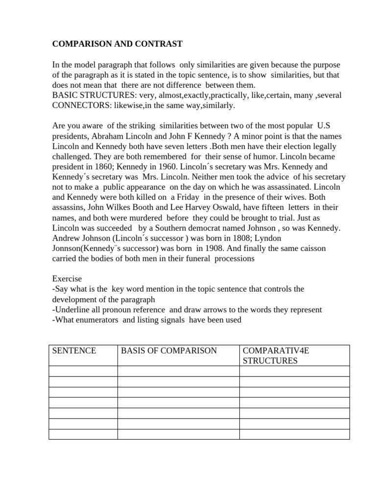 Comparison and Contrast | PDF