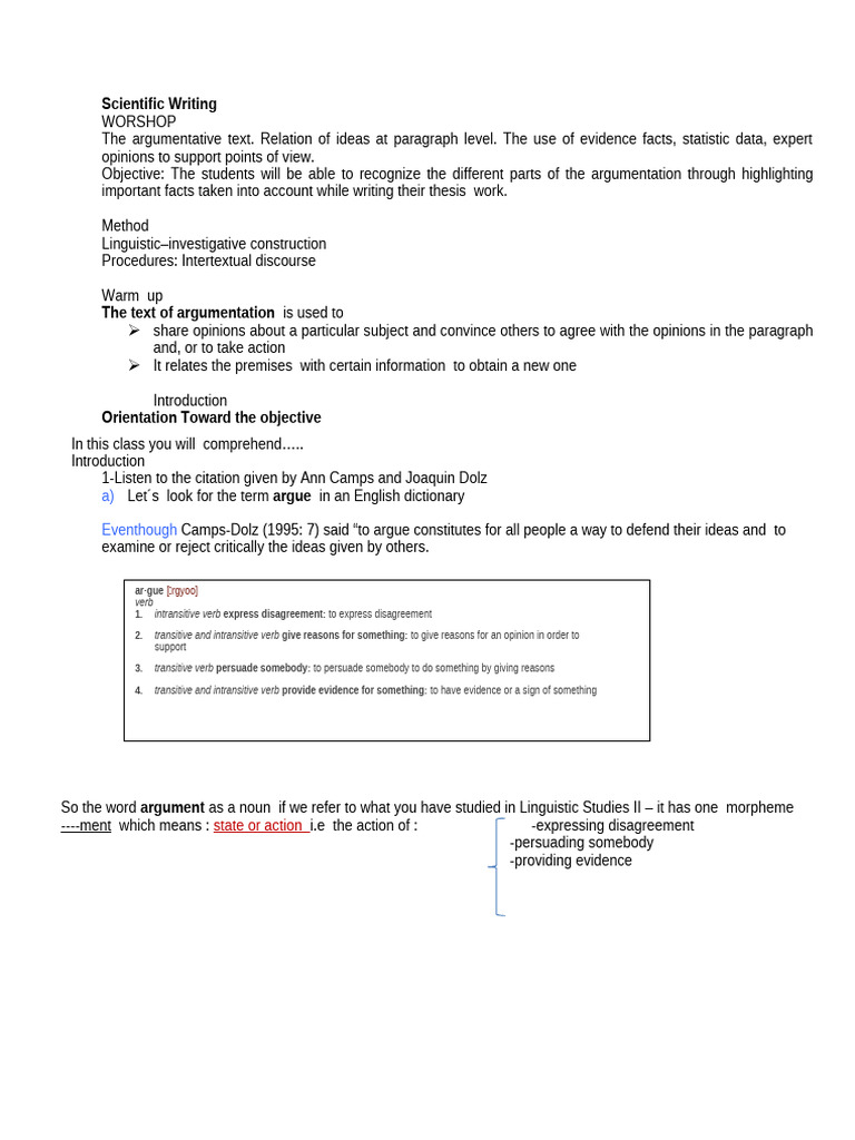 WHP 7 Argumentation Text 1 | PDF | Argument | Verb