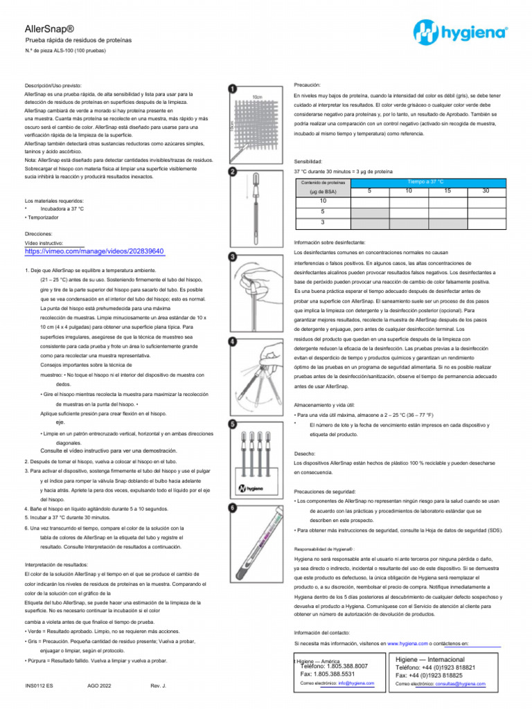 Instructions AllerSnap Rapid Protein Residue Test | PDF | Detergente ...