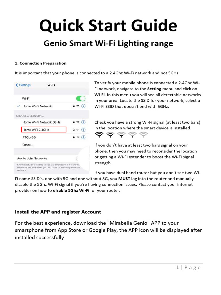 Genio Smart Wi-Fi Lighting Setup Guide | PDF | Wi Fi | Mobile App