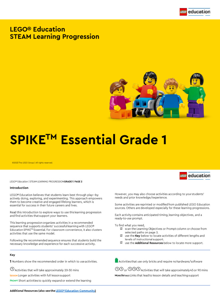 LEGO Education SPIKE Essential Learning Progression Grade 1 - No ...