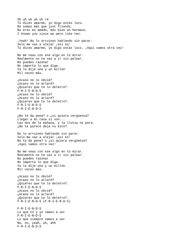 Friends (Español) Letra | PDF