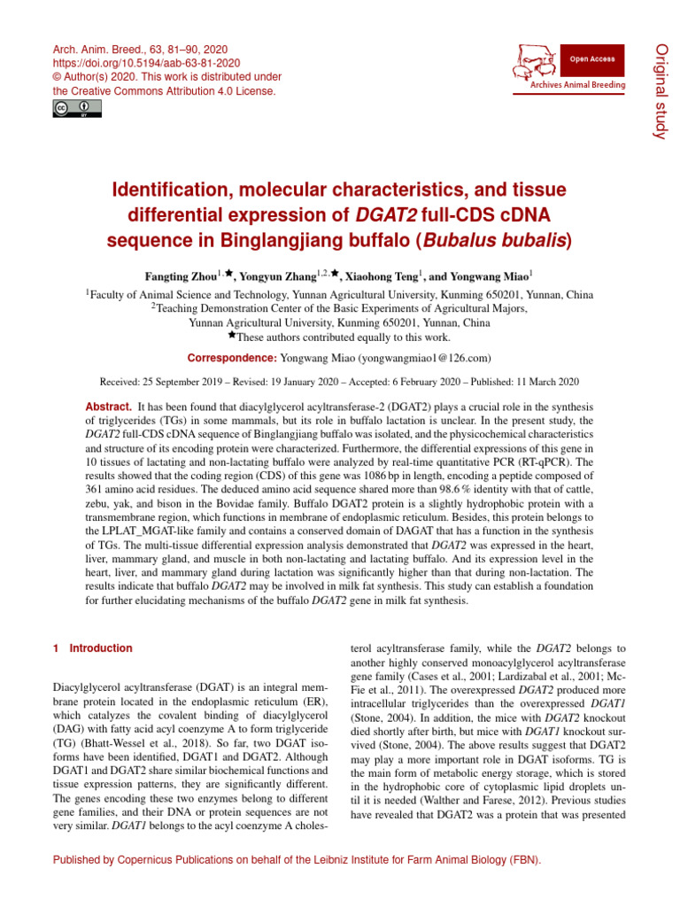 Identification, Molecular Characteristics, and Tissue Differential ...