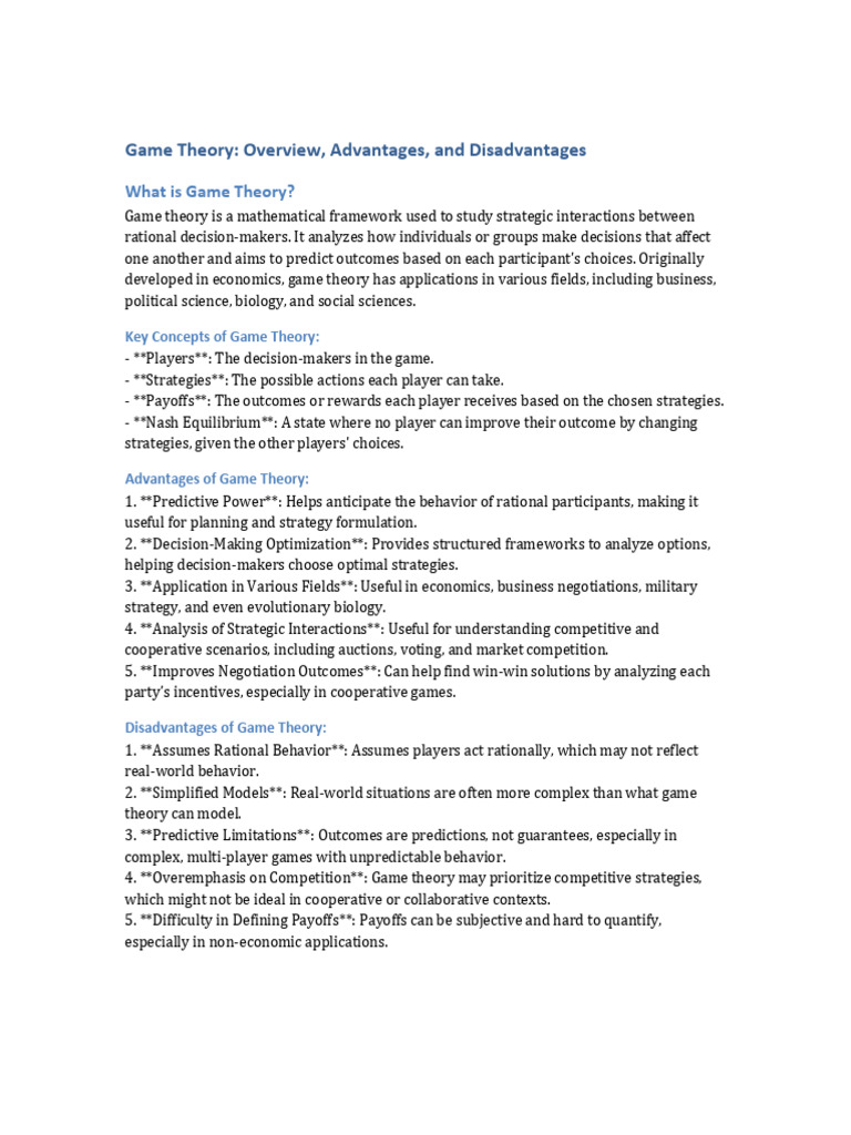 Game Theory Overview | PDF