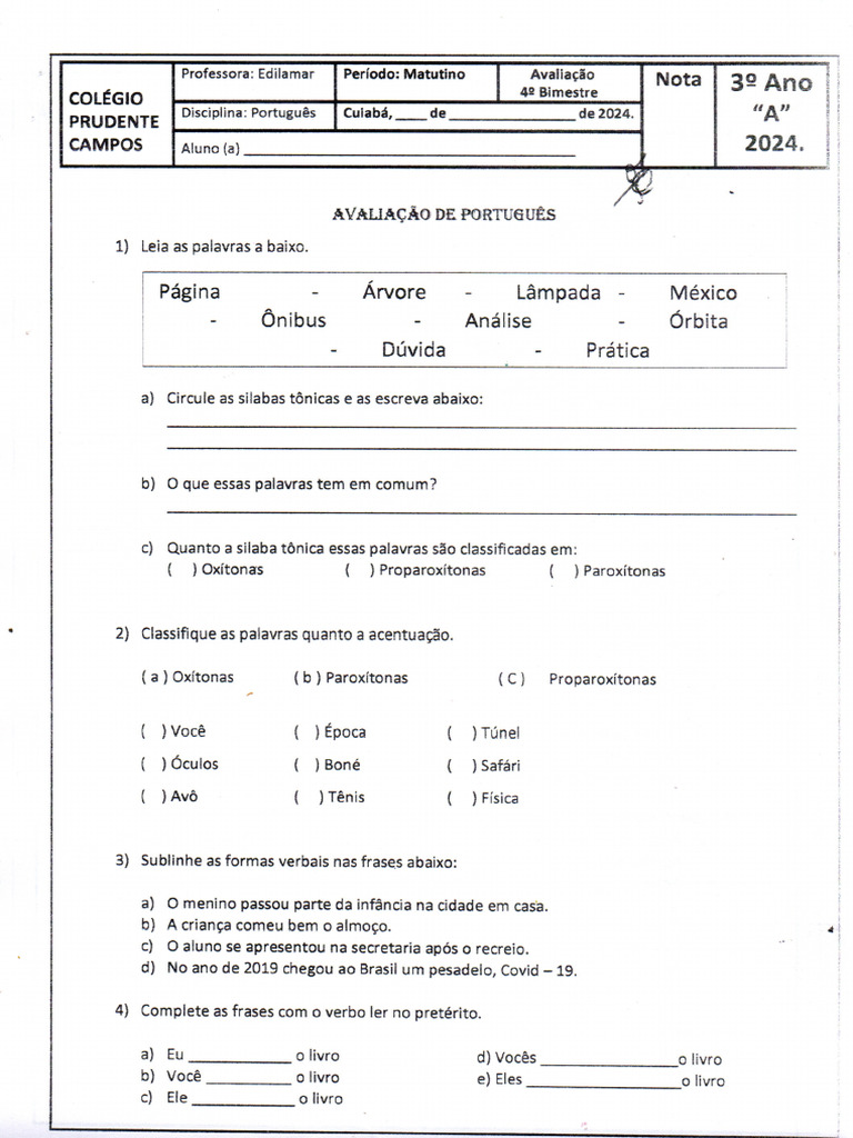 Prova de Português | PDF