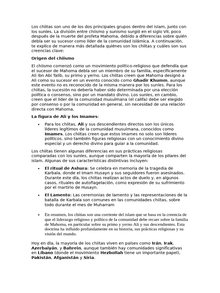 Introducción al Chiismo en el Islam | PDF | Islam chiita | Islam sunita