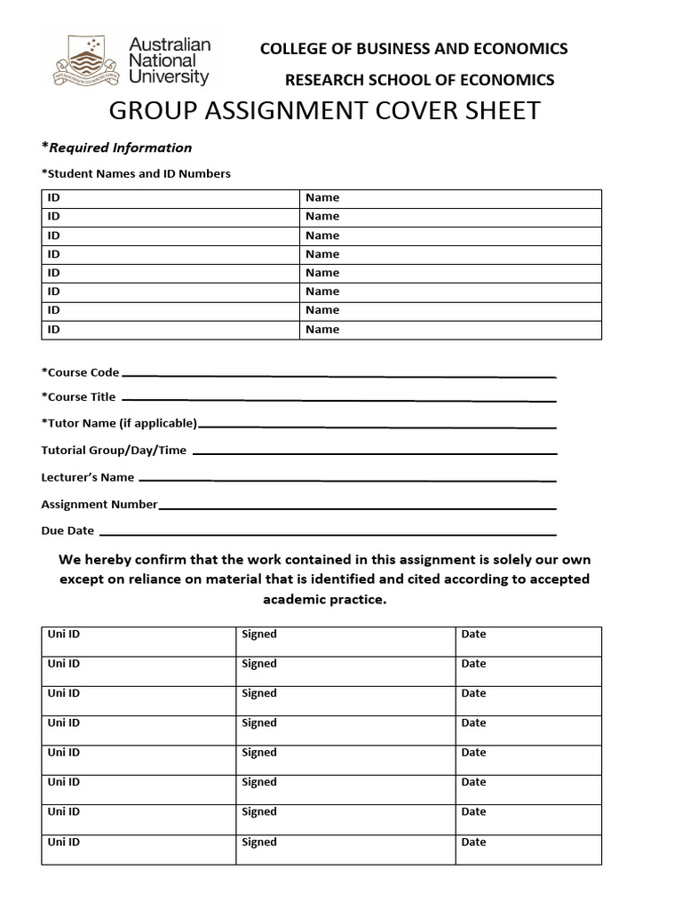 Assignment Group Cover Sheet | PDF