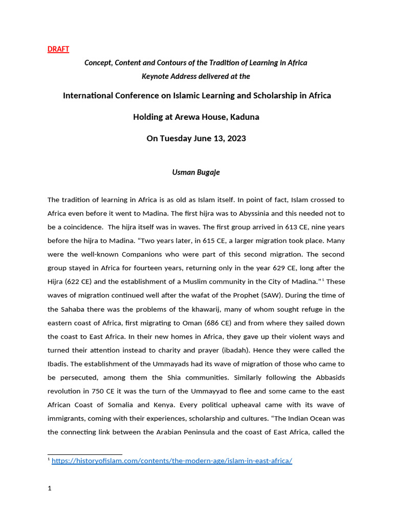 Keynote Conf Hist Islm Learn Africa June2023 | PDF Keynote Conf Hist Islm Learn Africa June2023 | PDF