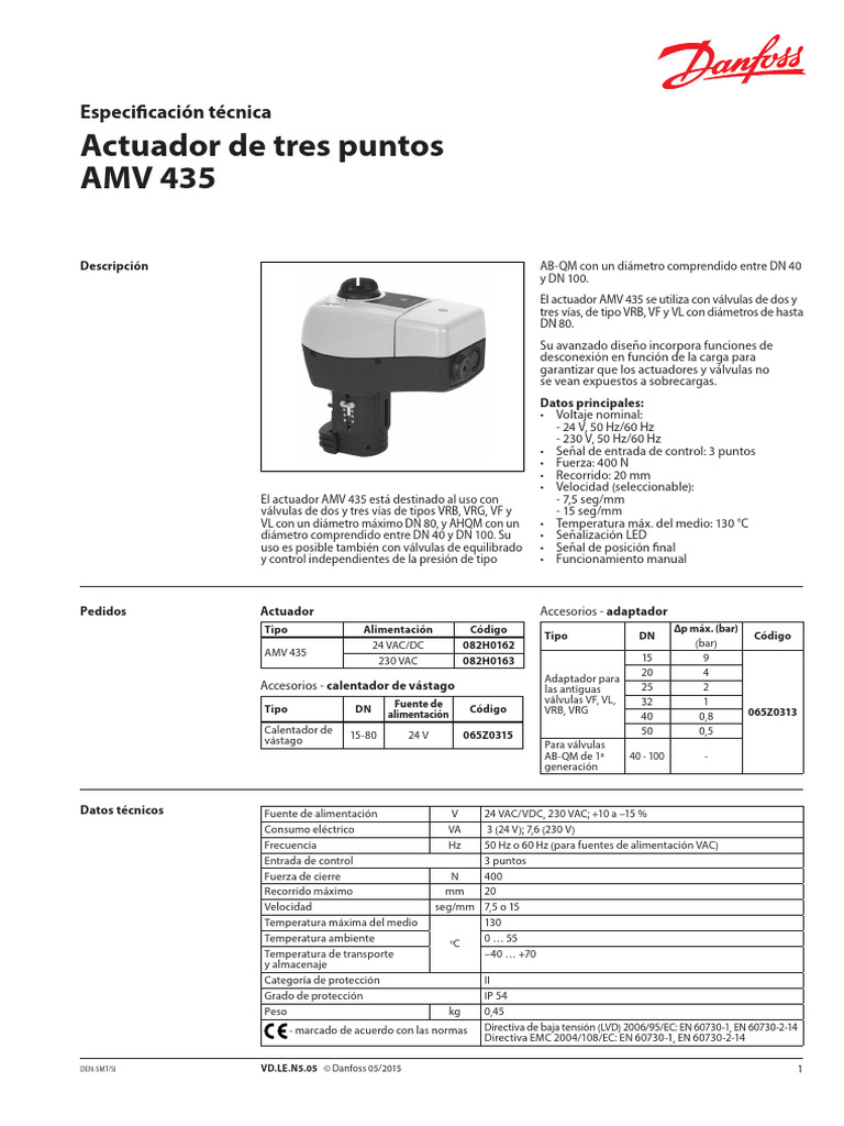 Actuador de Tres Puntos AMV 435: Especificación Técnica | PDF | Diodo ...