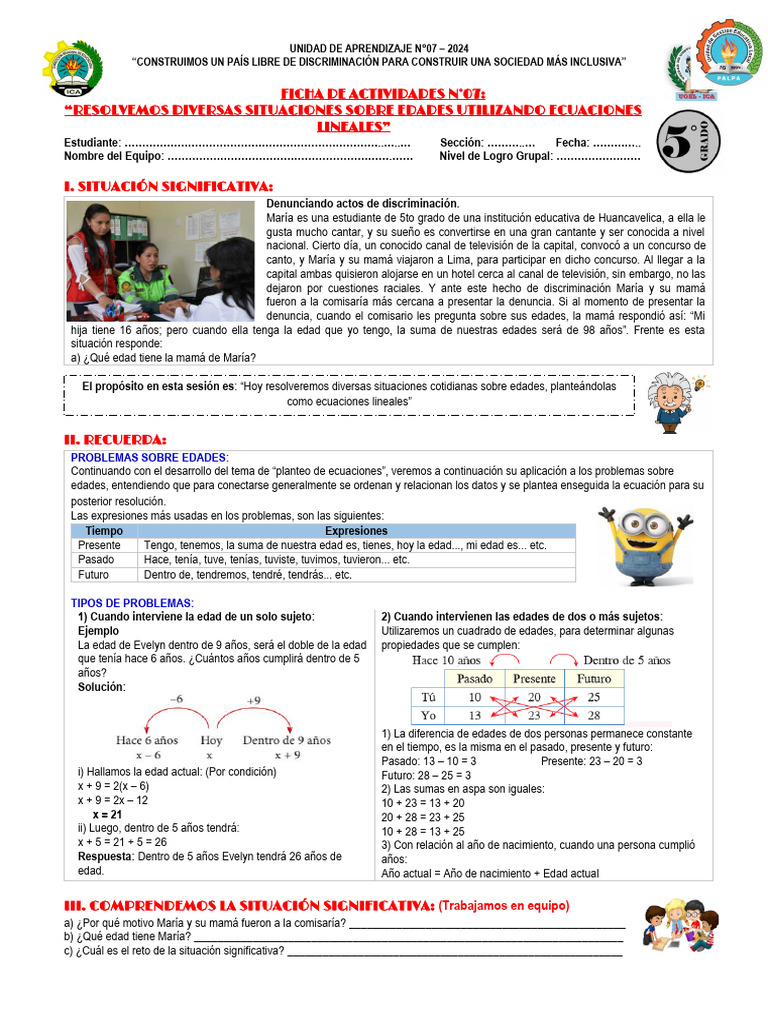 Ficha 7-5to-Ua7-2024 | PDF | Ecuaciones