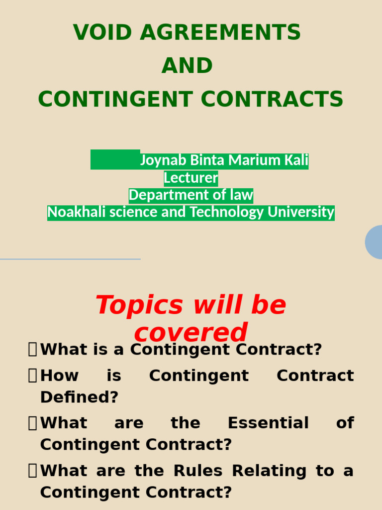 Understanding Contingent Contracts | PDF | Gambling | Contract Law