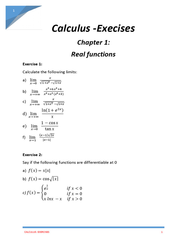 Calculus 1 Chapter 1 CCE Problems | PDF