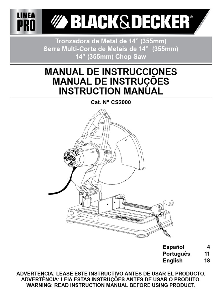Manual Tronzadora Metal 14” Black & Decker | PDF | Ingenieria Eléctrica ...