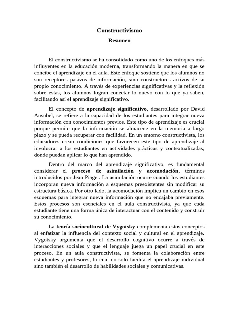 3 Constructivismo | PDF | Constructivismo (filosofía de la educación) | Aprendizaje