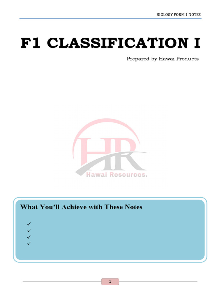 Bio F1 Classification I - Hawai Resources | PDF | Taxonomy (Biology ...