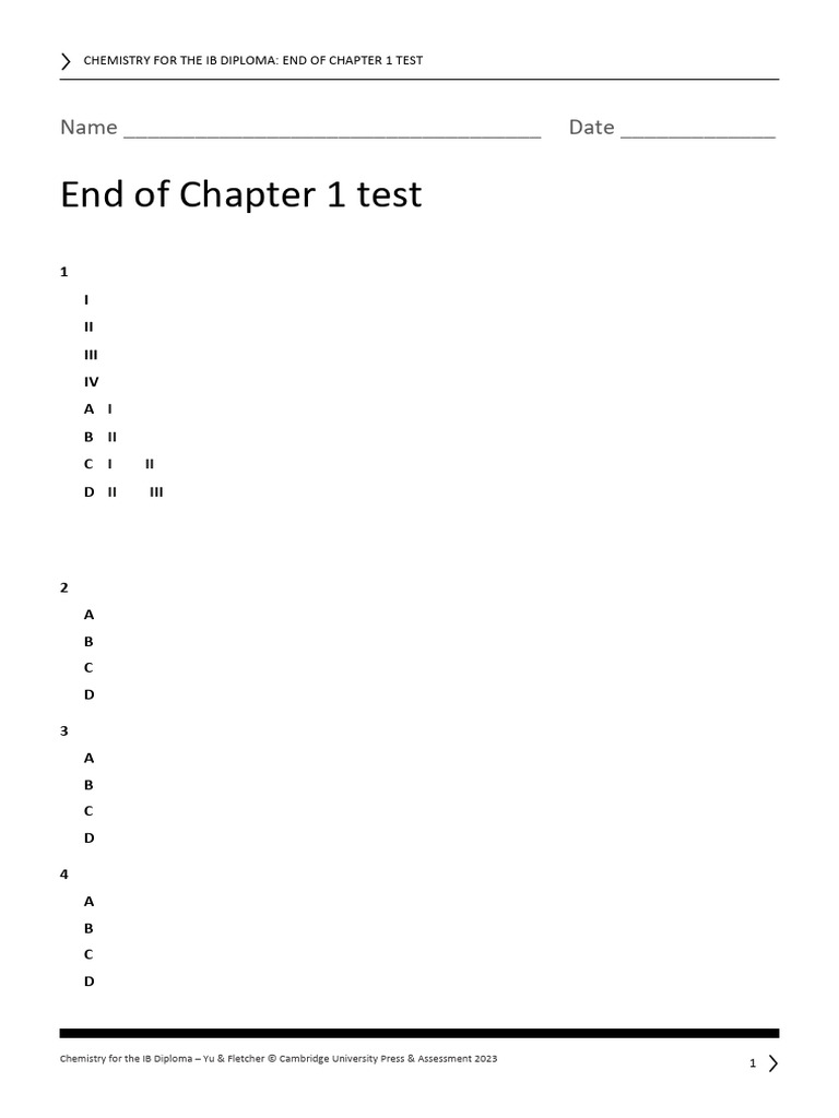 End of Chapter 1 Test | PDF
