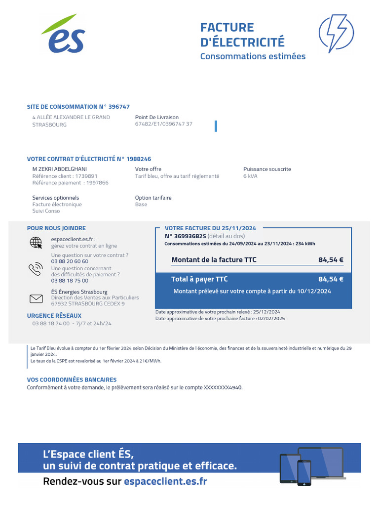 Facture d'électricité M. Zekri 2024 | PDF | Taxe sur la valeur ajoutée ...