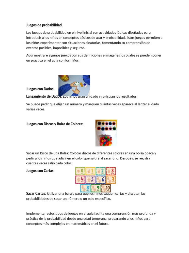 Juegos de Probabilidad. | PDF