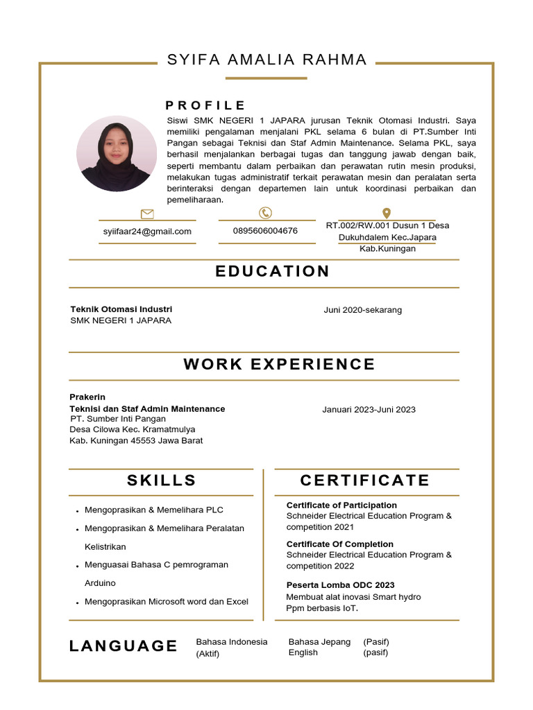 CV Syifa Amalia Rahma | PDF