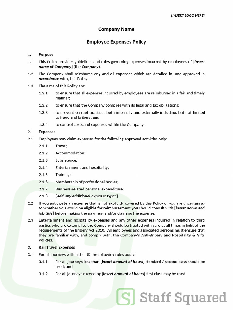 Employee Expenses Policy | PDF | Expense