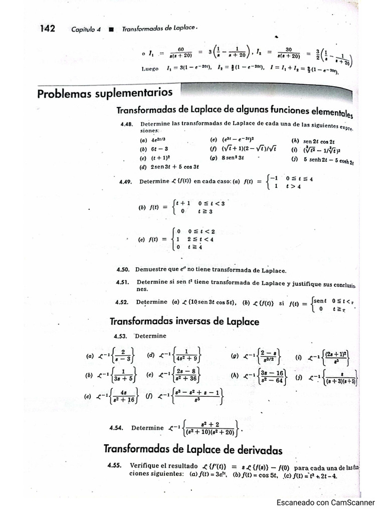 Ejercicios de Transformadas de Laplace Del Libro Poderoso | PDF