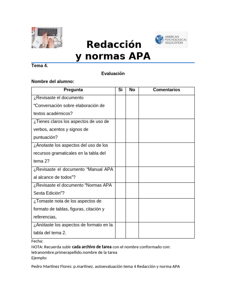 Guía de Evaluación T4 Redacción y Normas APA | PDF