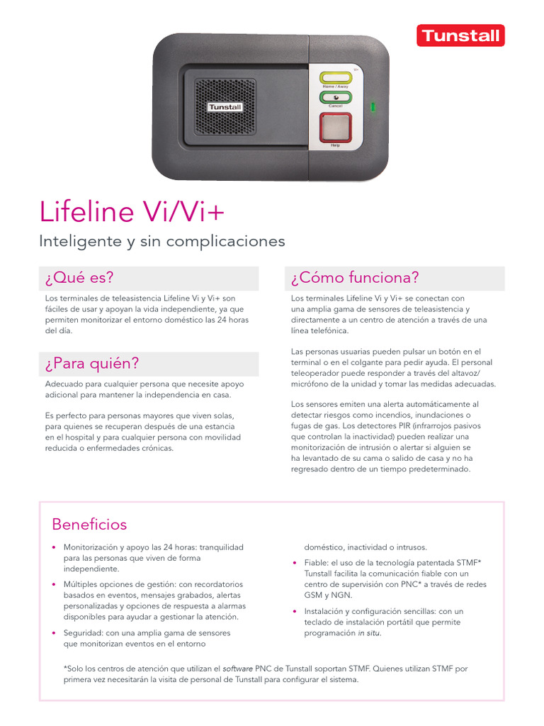 Terminales Lifeline Vi y Vi+ de Tunstall | PDF | Gsm | Terminal de ...
