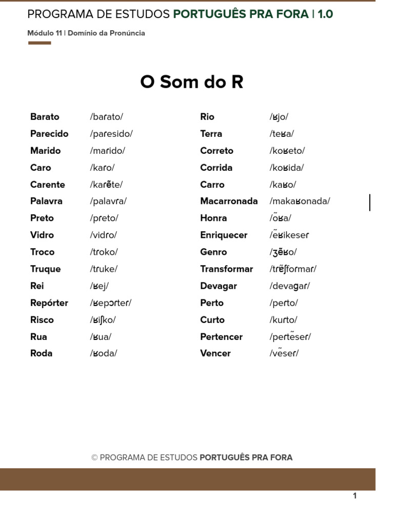 PDF - DP 08 - O Som Do R (Aula Extra) | PDF