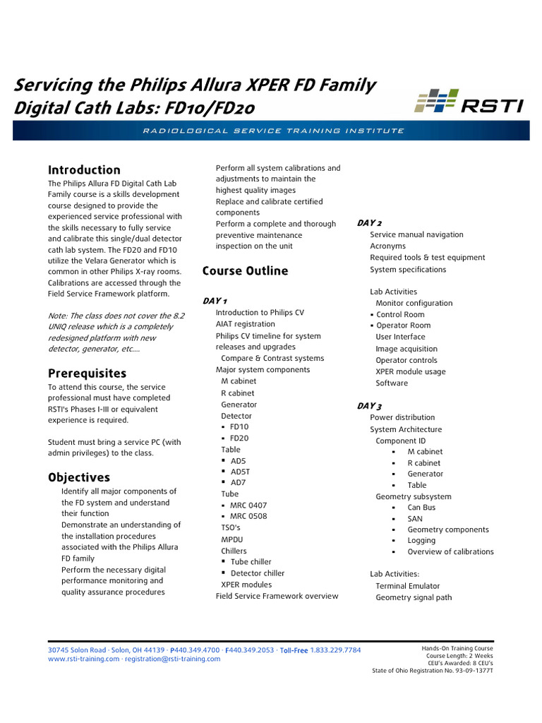 Philips Allura XPER FD Family FD10 FD20 Course Outline | PDF | System ...