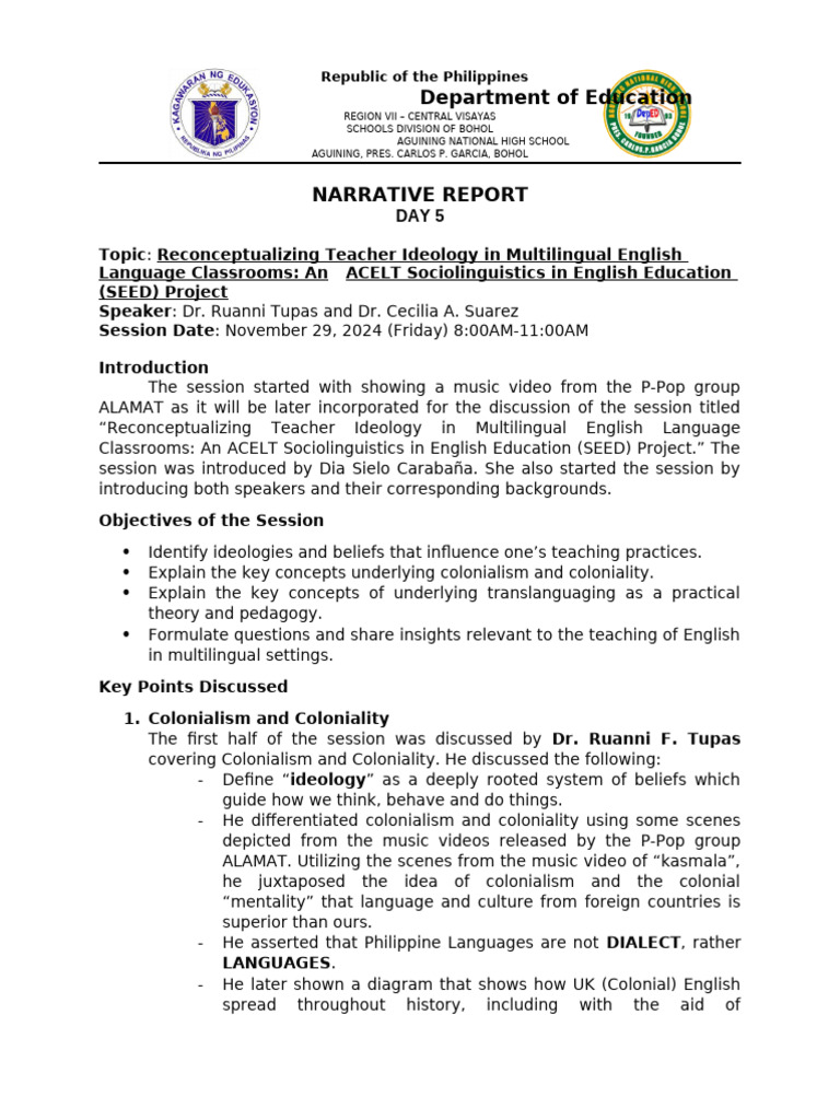 Narrative Report | PDF | Cognitive Science | Liberal Arts Education