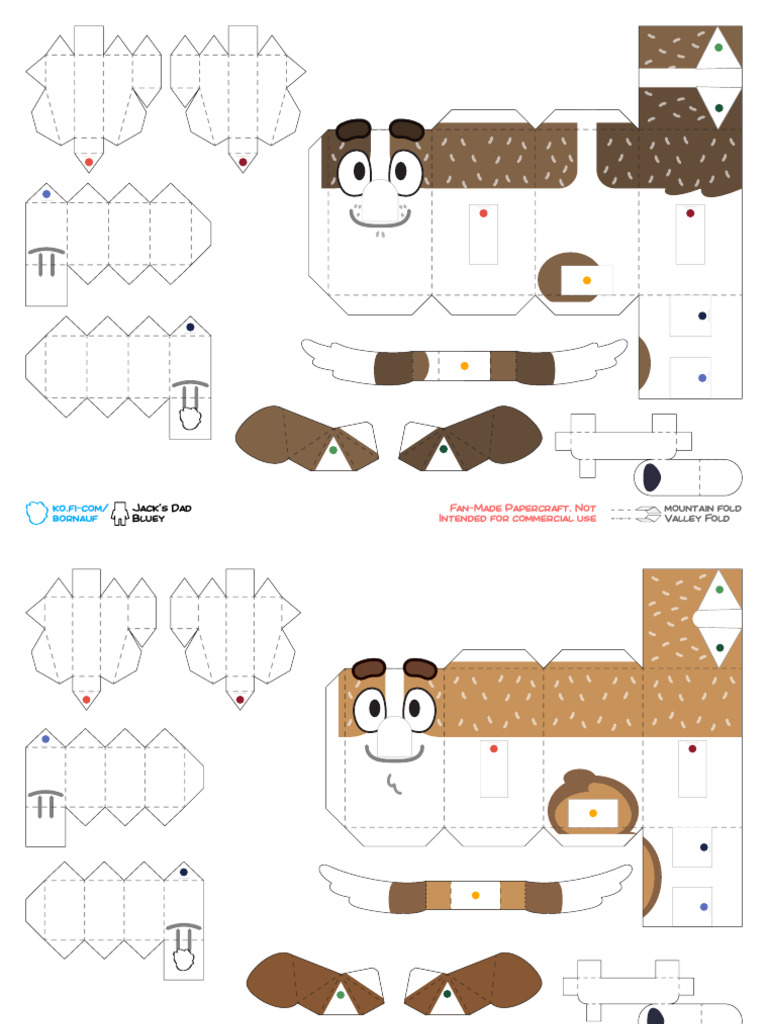 Jacks Family - Bluey - Bornauf Papercraft Template | PDF