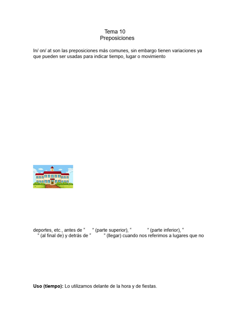 Tema 10 - Preposiciones | PDF