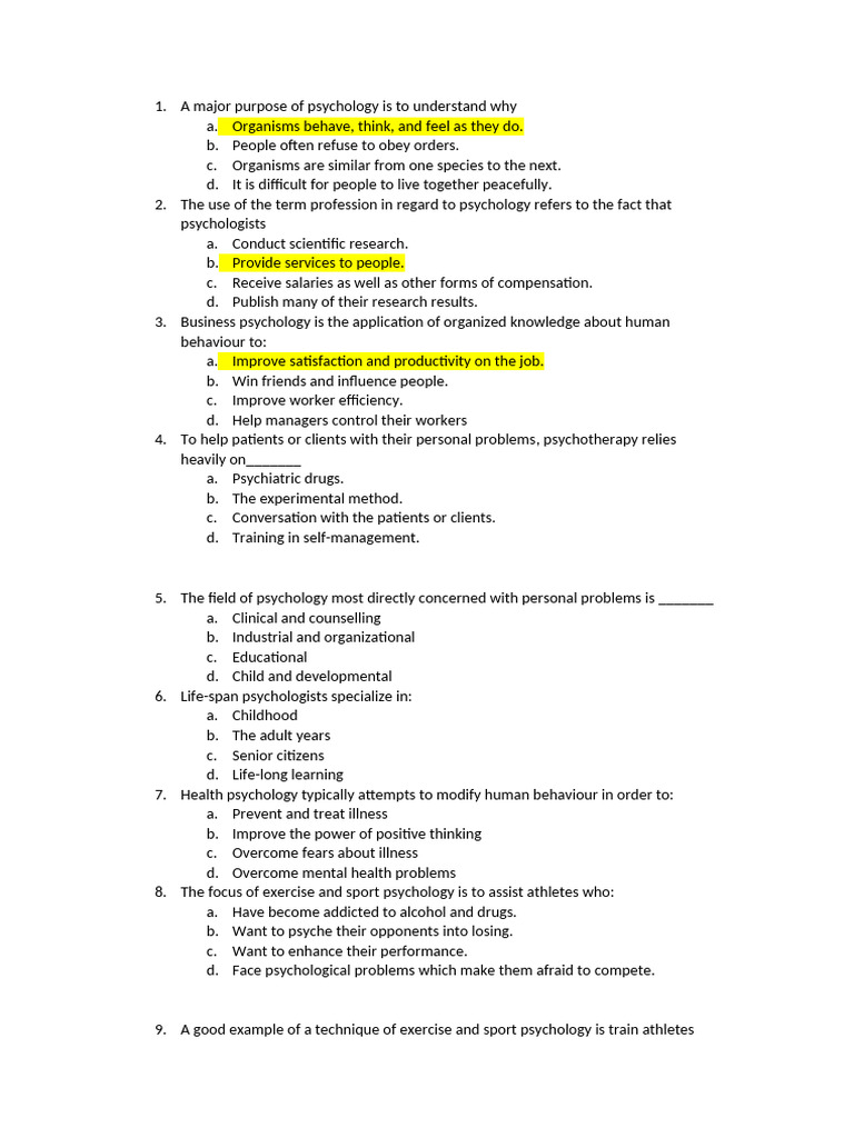 A Major Purpose of Psychology Is | PDF | Psychology | Emotions