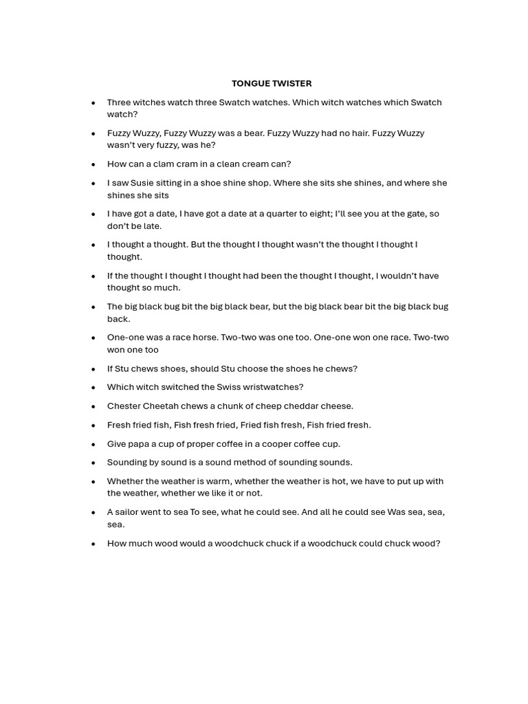 Tongue Twister | PDF