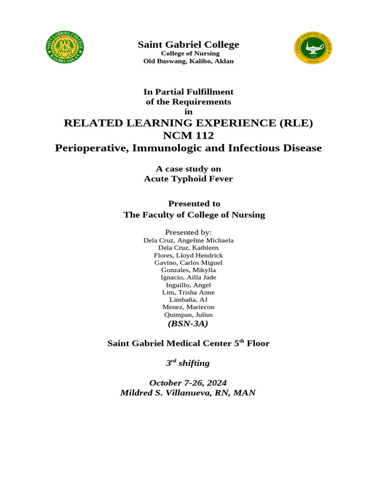 Case Study: Acute Typhoid Fever in a Child | PDF | Digestion | Human ...