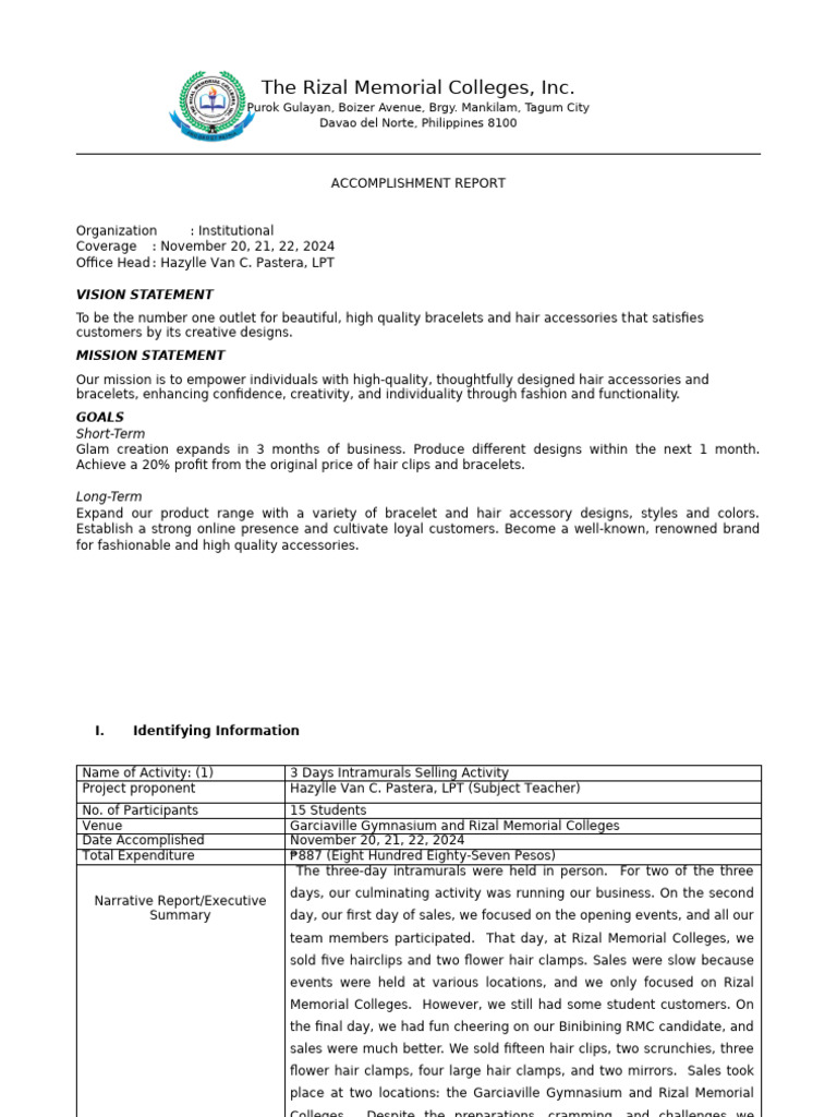 Accomplishment Report Format KKD | PDF | Business Process | Mass Media