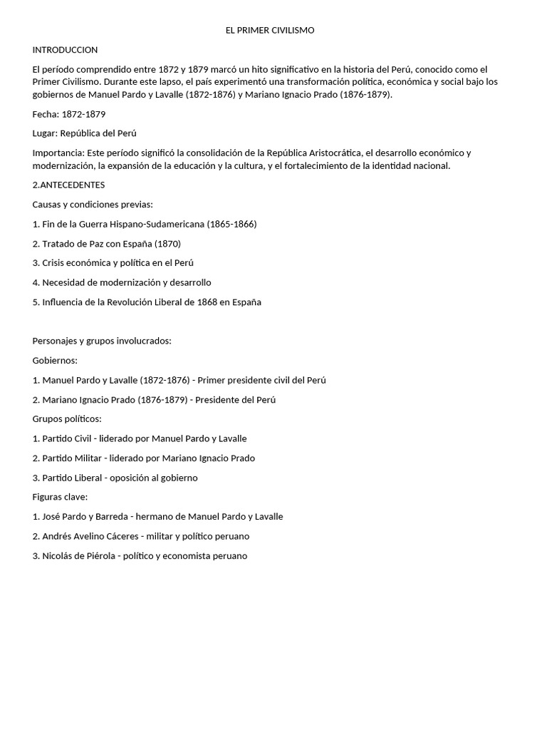 EL PRIMER CIVILISMO | PDF | Perú | Ciencias Políticas
