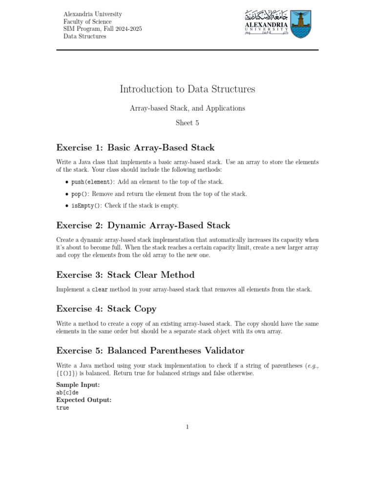 SIM - Data Structures, Sheet 5, AU | PDF