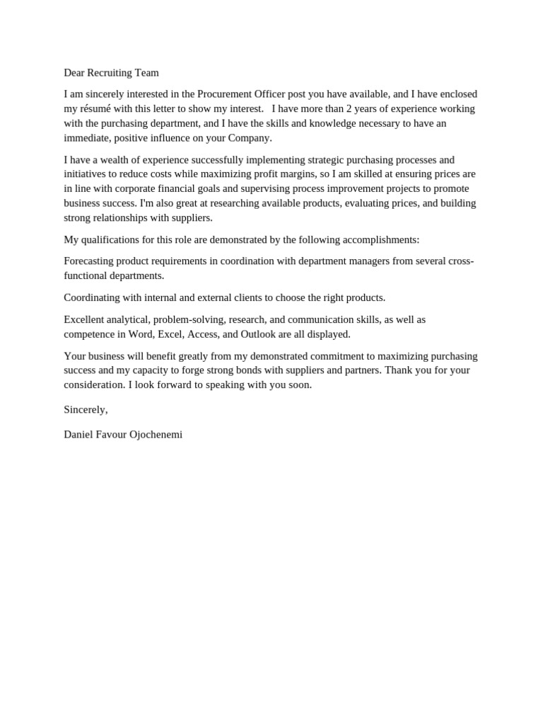 Favour Coverletter | PDF