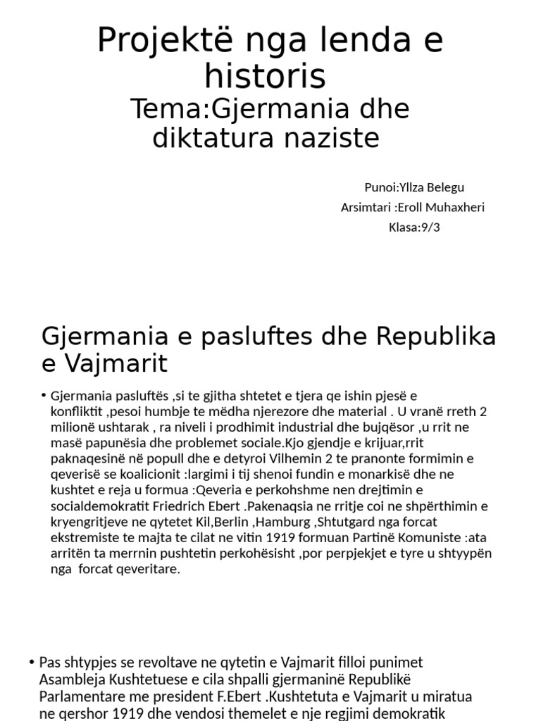 Projektë Nga Lenda e Historis | PDF