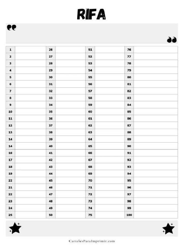 Modelo Rifa Del 1 Al 100 724x1024 | PDF