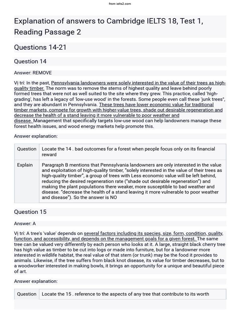 Cam 18, Test 1, Passage (WWW - Ielts2.com) 2 | PDF | Trees | Natural ...