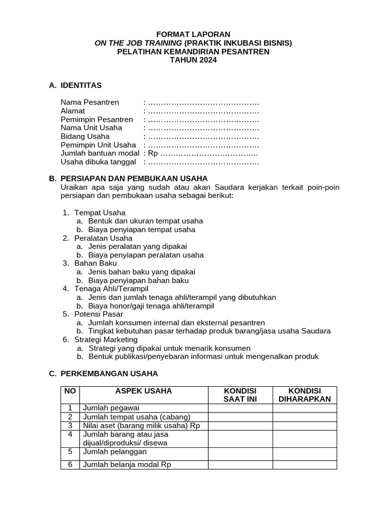 Format Laporan Ojt RTL KP 2024 Edit | PDF