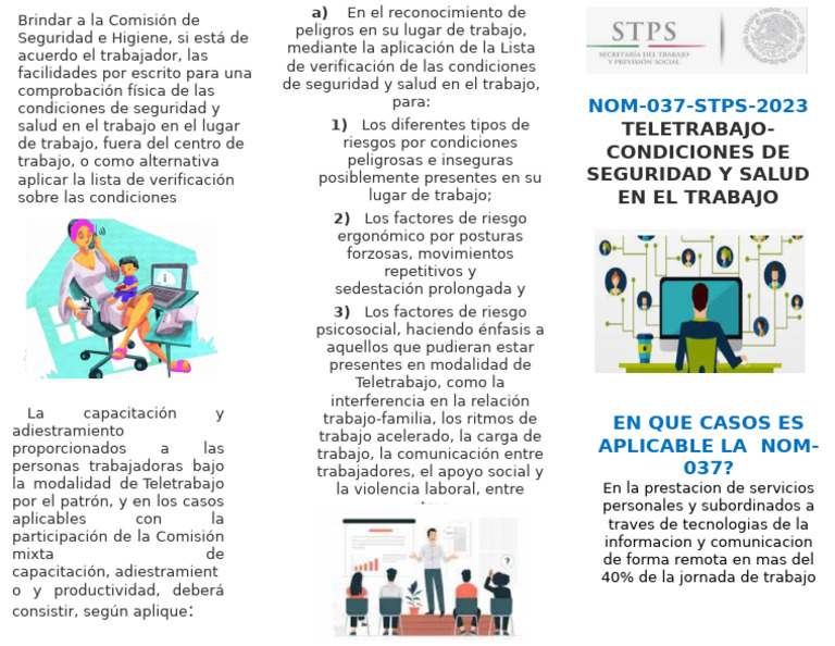 Trptico Nom 037 Stps 2023 Teletrabajo | PDF